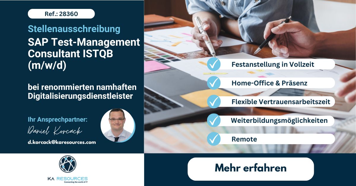 SAP Test Management Consultant ISTQB (m/w/d) bei renommierten namhaften ...